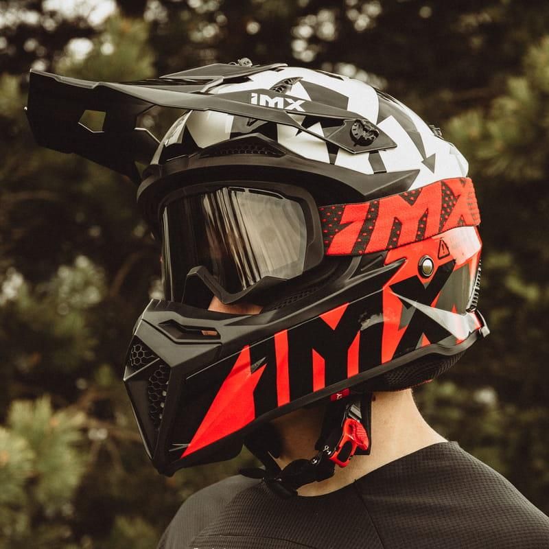 Kask motocyklowy Imx Fmx-02 Black/White/Flo Red/Grey Gloss Graphic ...