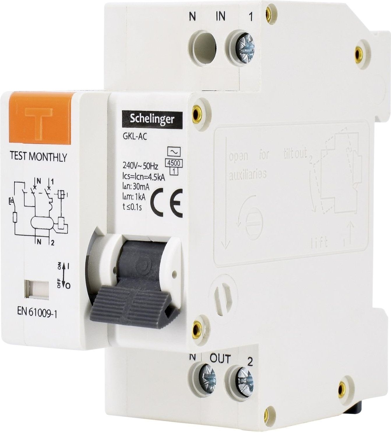 Bezpiecznik Schelinger Wyłącznik Rcbo 2P B 16A 30Ma Typ Ac A08GKLACB16 ...