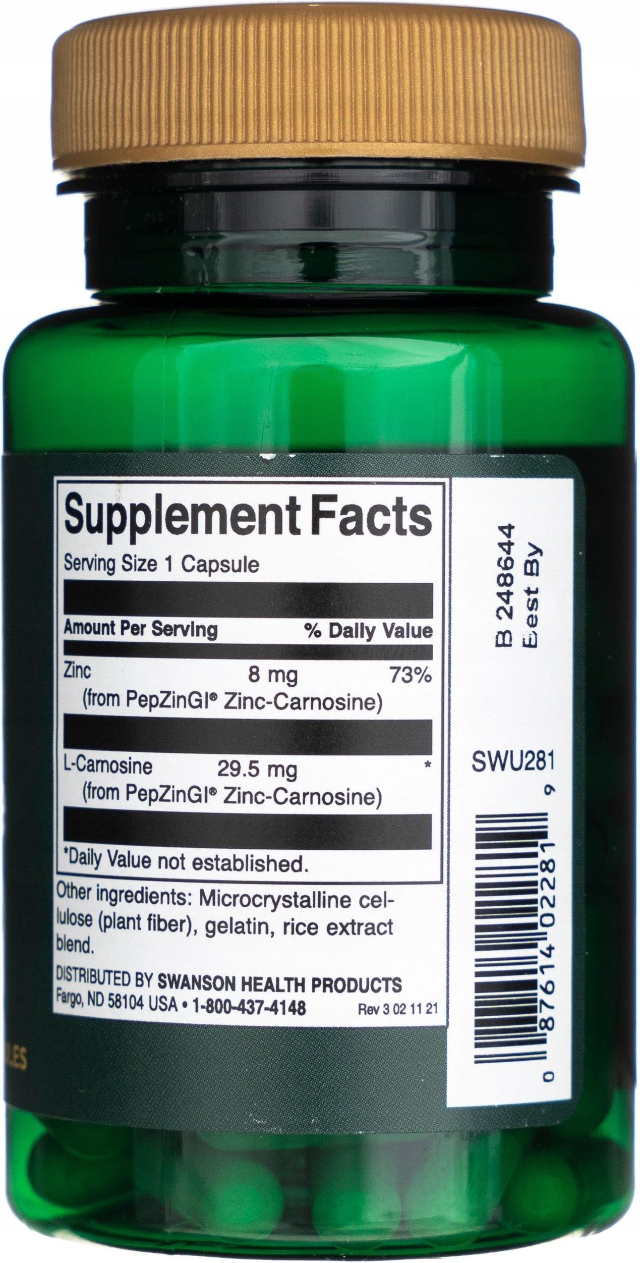 Swanson Health Products Cynk L-Karnozyna Karnozyna Cynkowa 60 Kaps ...