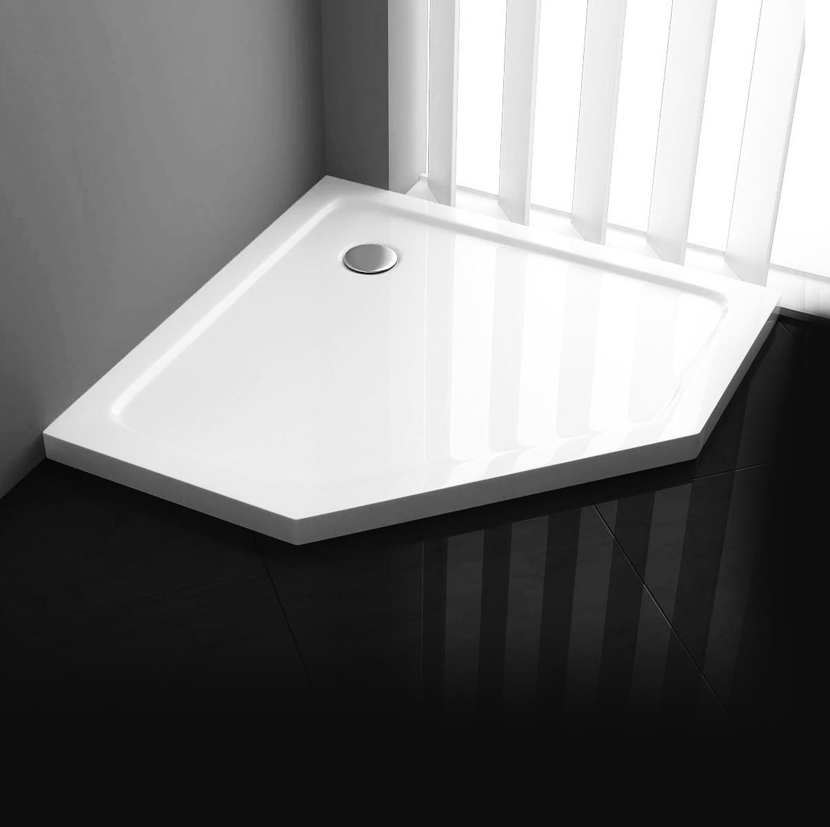 Brodzik BRODZIK PRYSZNICOWY AKRYLOWY PIĘCIOKĄTNY niski SLIM - LEYDEN ...