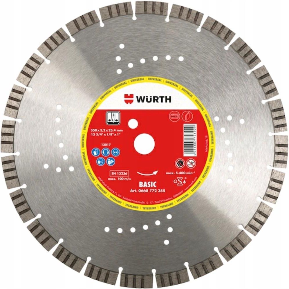 Tarcza diamentowa Wurth Diamentowa Tarcza Segmentowa Br25,4-D350Mm ...