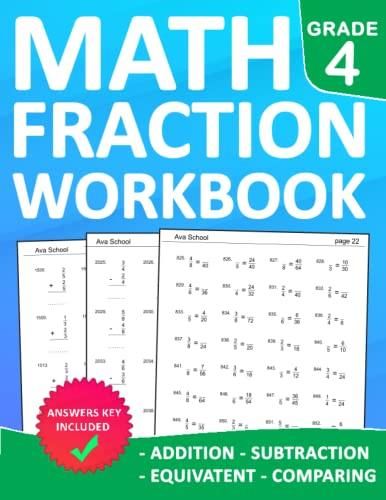 Fractions Workbook Grade 4 Addition, Subtraction, equivalent, comparing ...
