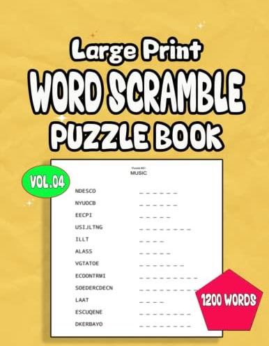 Large Print Word Scramble Puzzle Book: 1200 Fun And Challenging Words ...