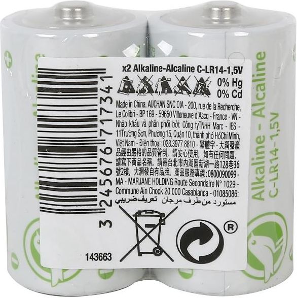 Auchan - Baterie Alkaliczne C Lr14 (768210) - Ceny i opinie na Ceneo.pl