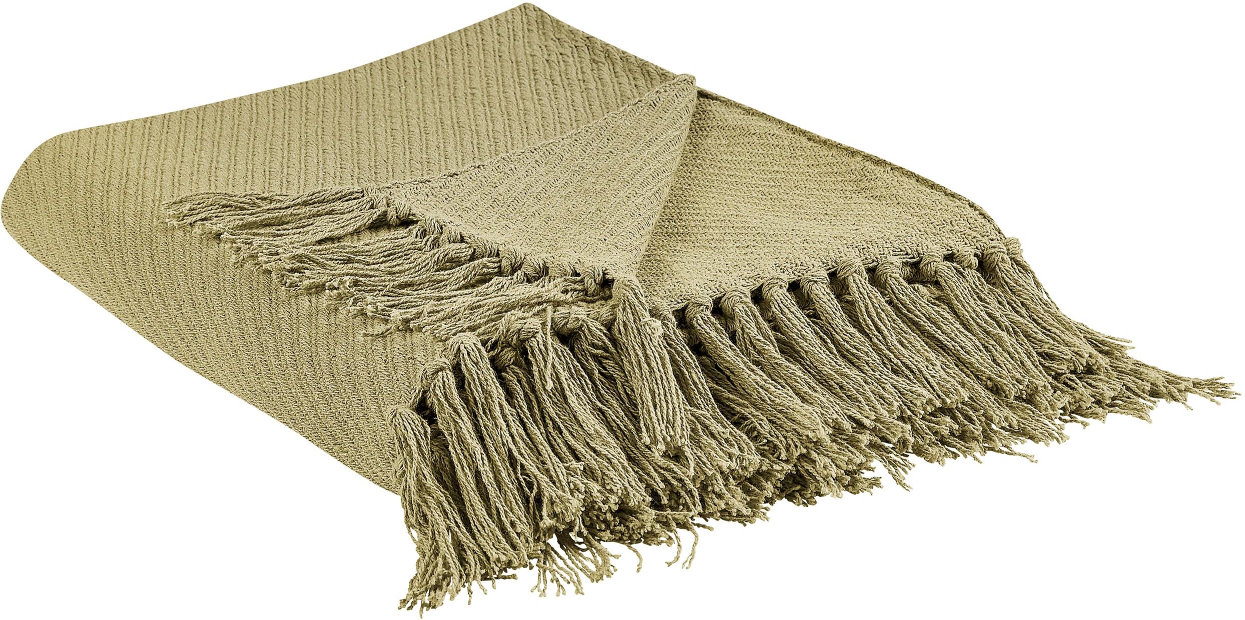 Beliani Koc Zielony Bawełniany Frędzle Ręcznie Wykonany 125X150 Cm ...