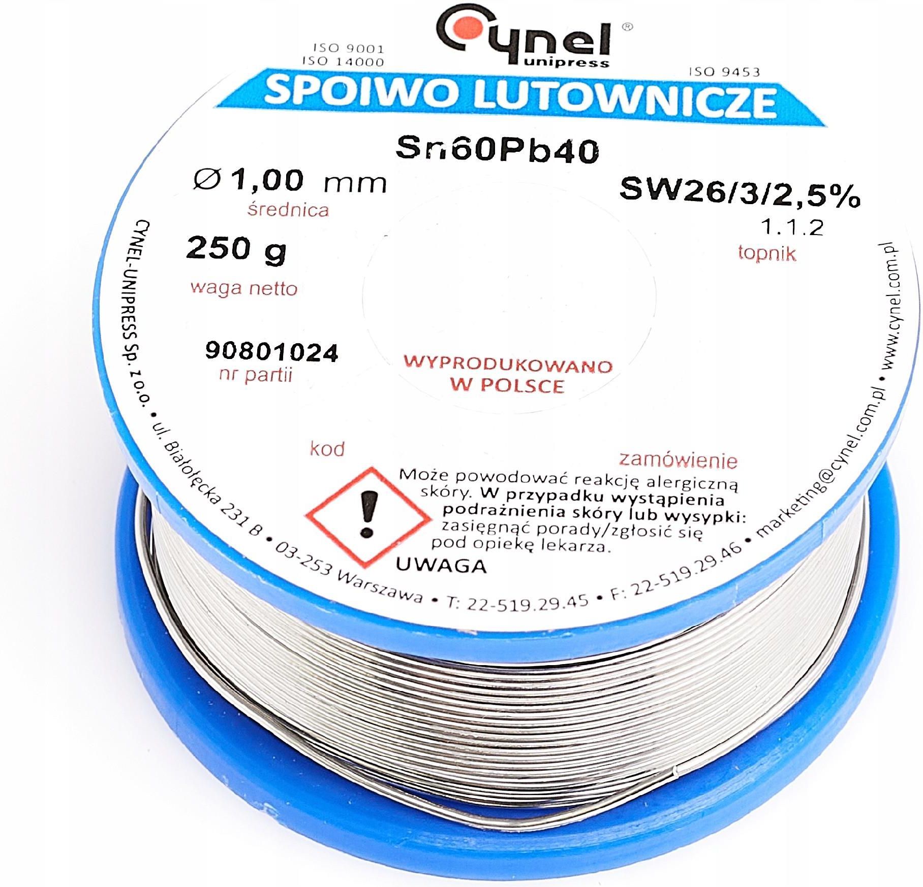 Cynel Cyna Z Topnikiem Sn60Pb40-Sw26 1,00 250G 7Bef52504 - Opinie i ...