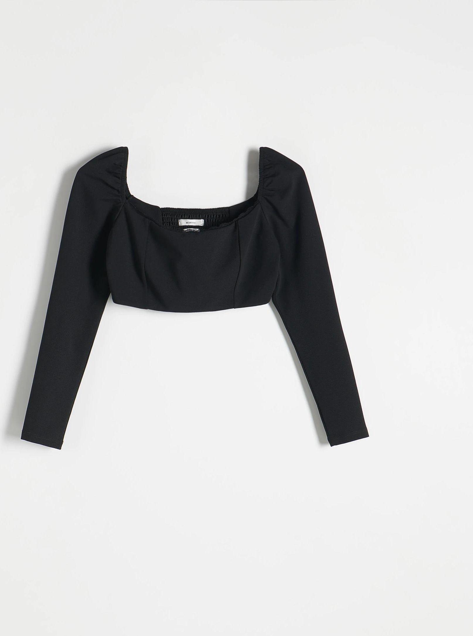 Reserved - Dzianinowy crop top - Czarny - Ceny i opinie - Ceneo.pl
