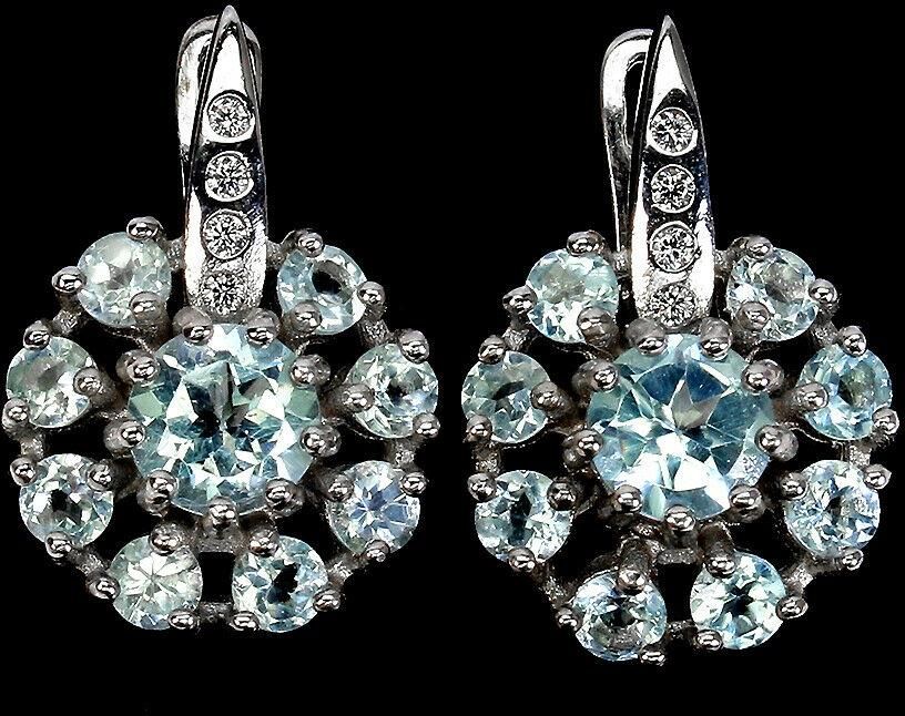 925 Kolczyki naturalne topazy sky blue cyrkonie 2 - Ceny i opinie - Ceneo.pl