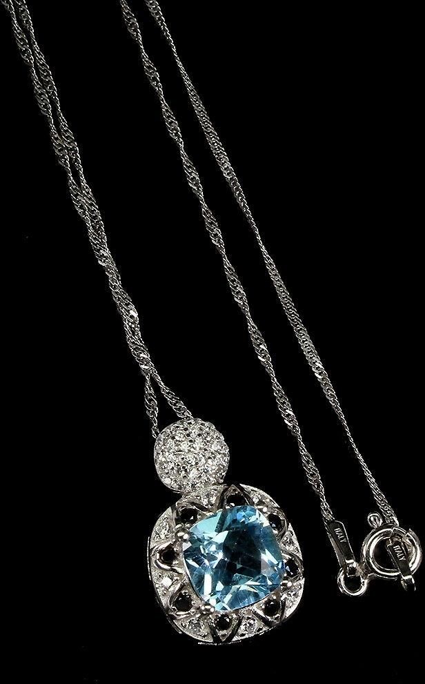 Srebrny naszyjnik sky blue topaz czarne spinele - Ceny i opinie - Ceneo.pl