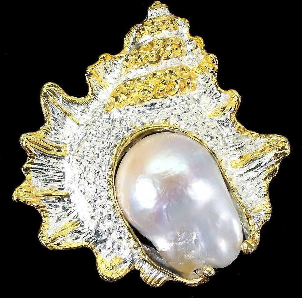 Broszka wisiorek naturalna perła barokowa muszla - Ceny i opinie - Ceneo.pl