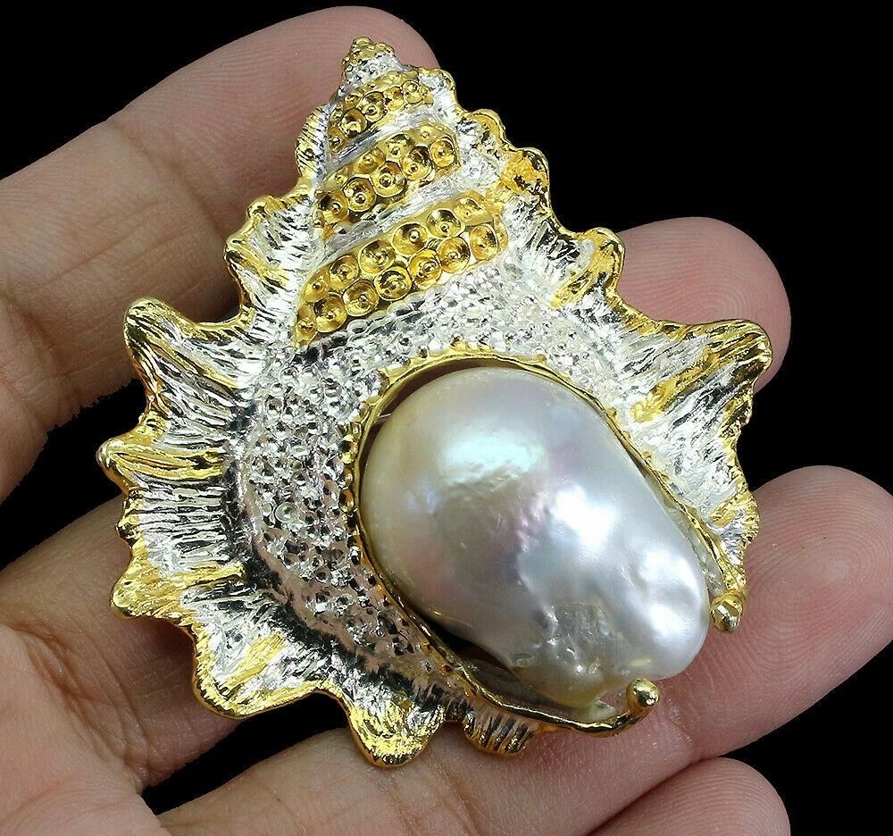 Broszka wisiorek naturalna perła barokowa muszla - Ceny i opinie - Ceneo.pl