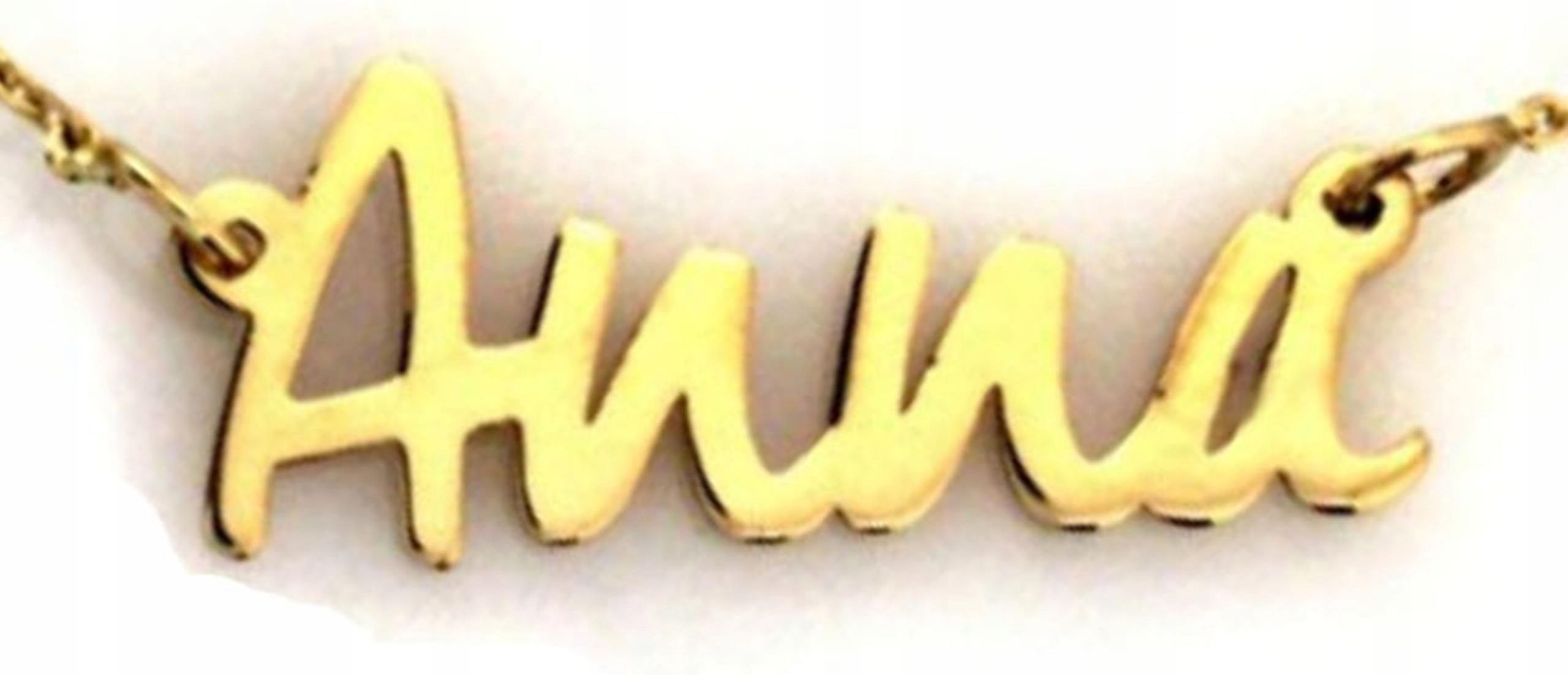 Złoty naszyjnik 333 celebrytka napis imię Anna - Ceny i opinie - Ceneo.pl