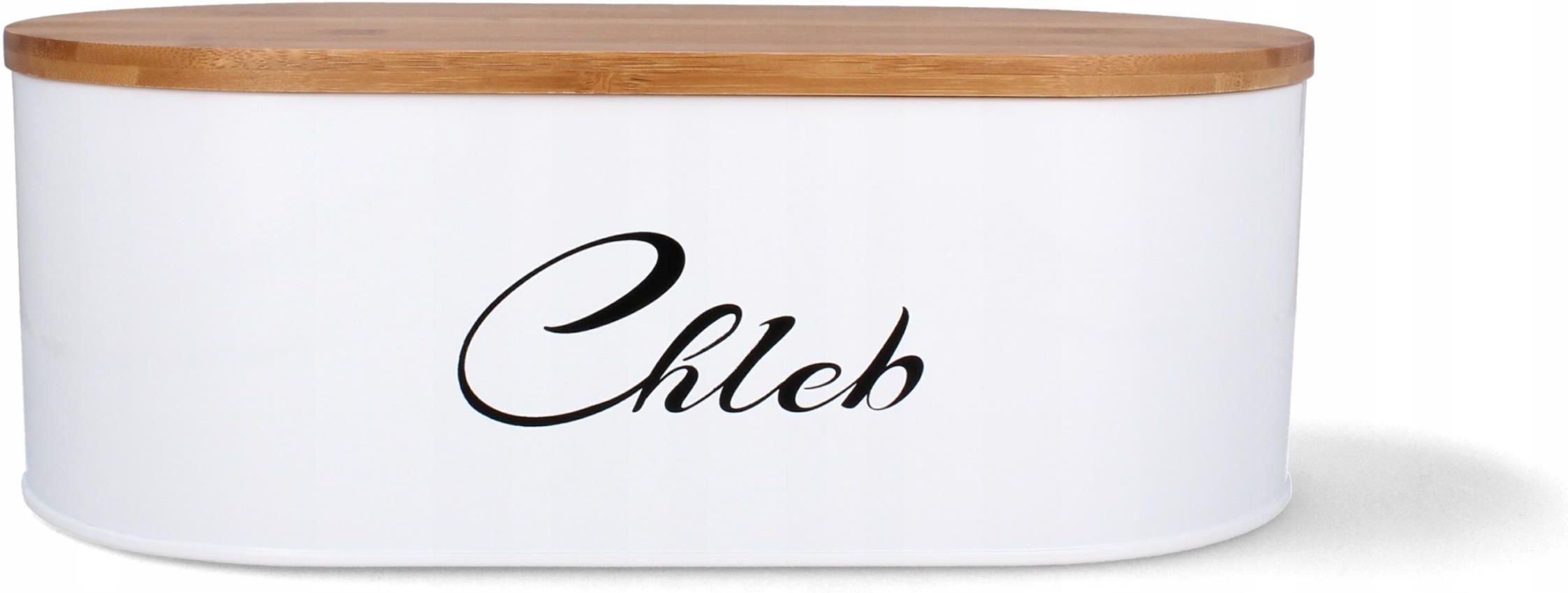 Chomik Chlebak Emaliowany Z Pokrywą Bambusową Deska Biały (Nel7175 ...