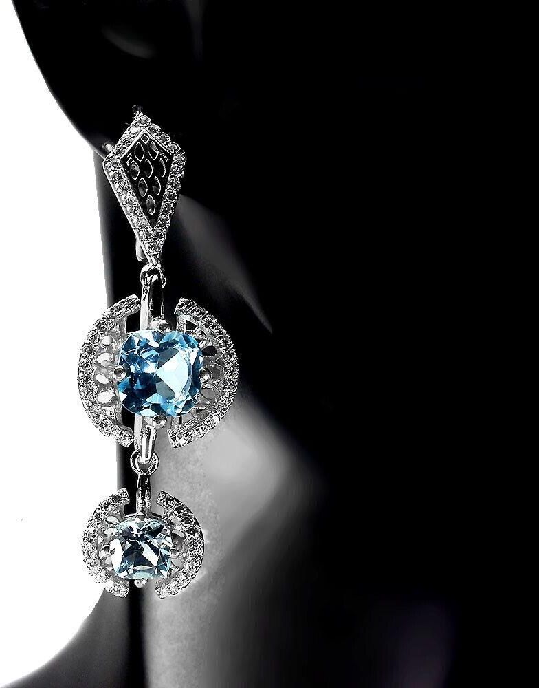 Kolczyki 925 naturalne topazy sky blue cyrkonie 1 - Ceny i opinie - Ceneo.pl