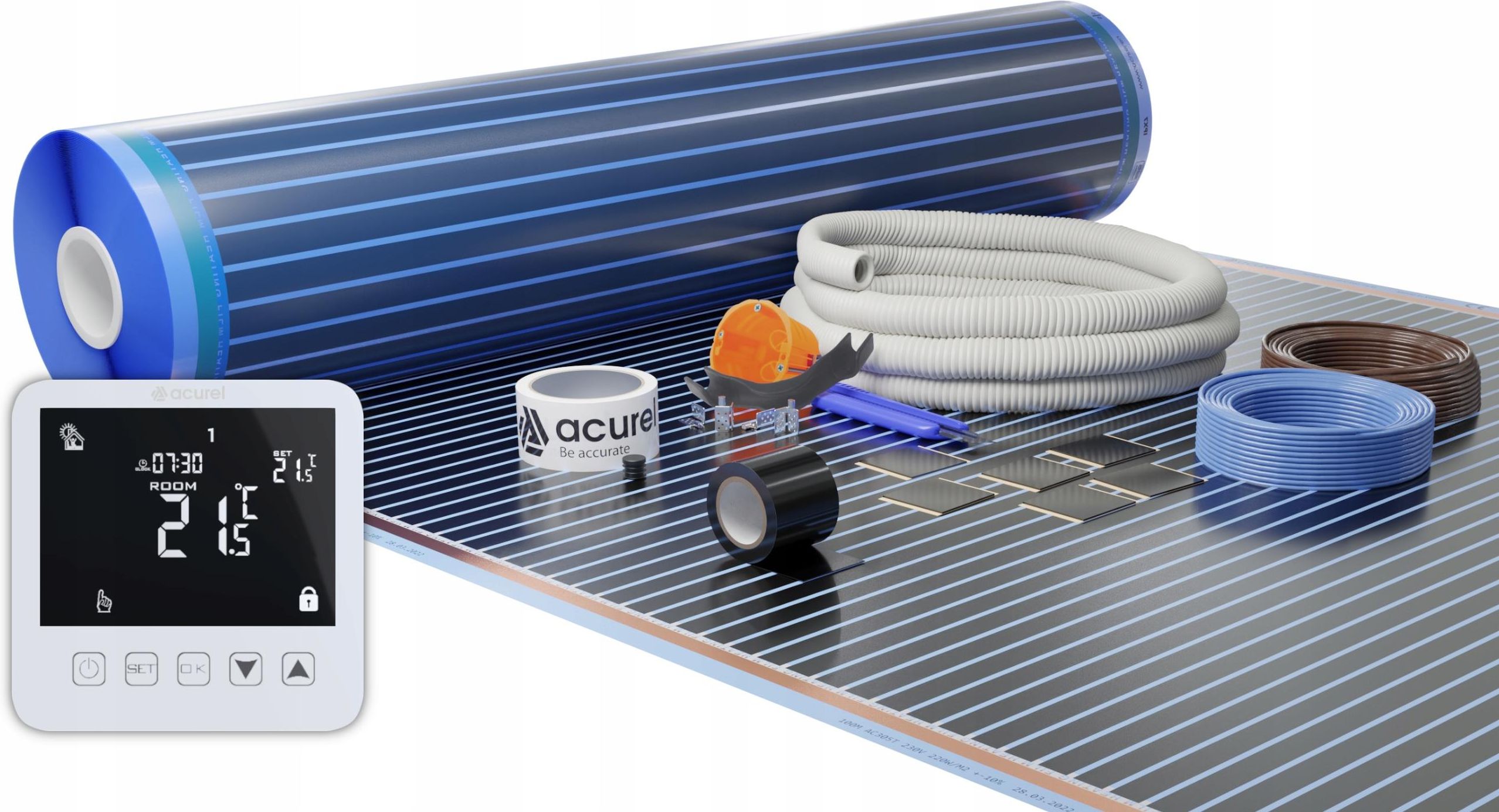 Ogrzewanie podłogowe Acurel Folia Mata Grzewcza Podczerwień 80W/M² 21M² AD121AC310T80W21M2 ...