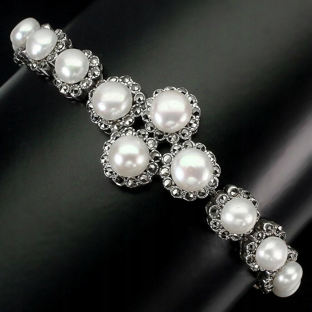 Bransoletka naturalne markazyty perły 925 piękna - Ceny i opinie - Ceneo.pl