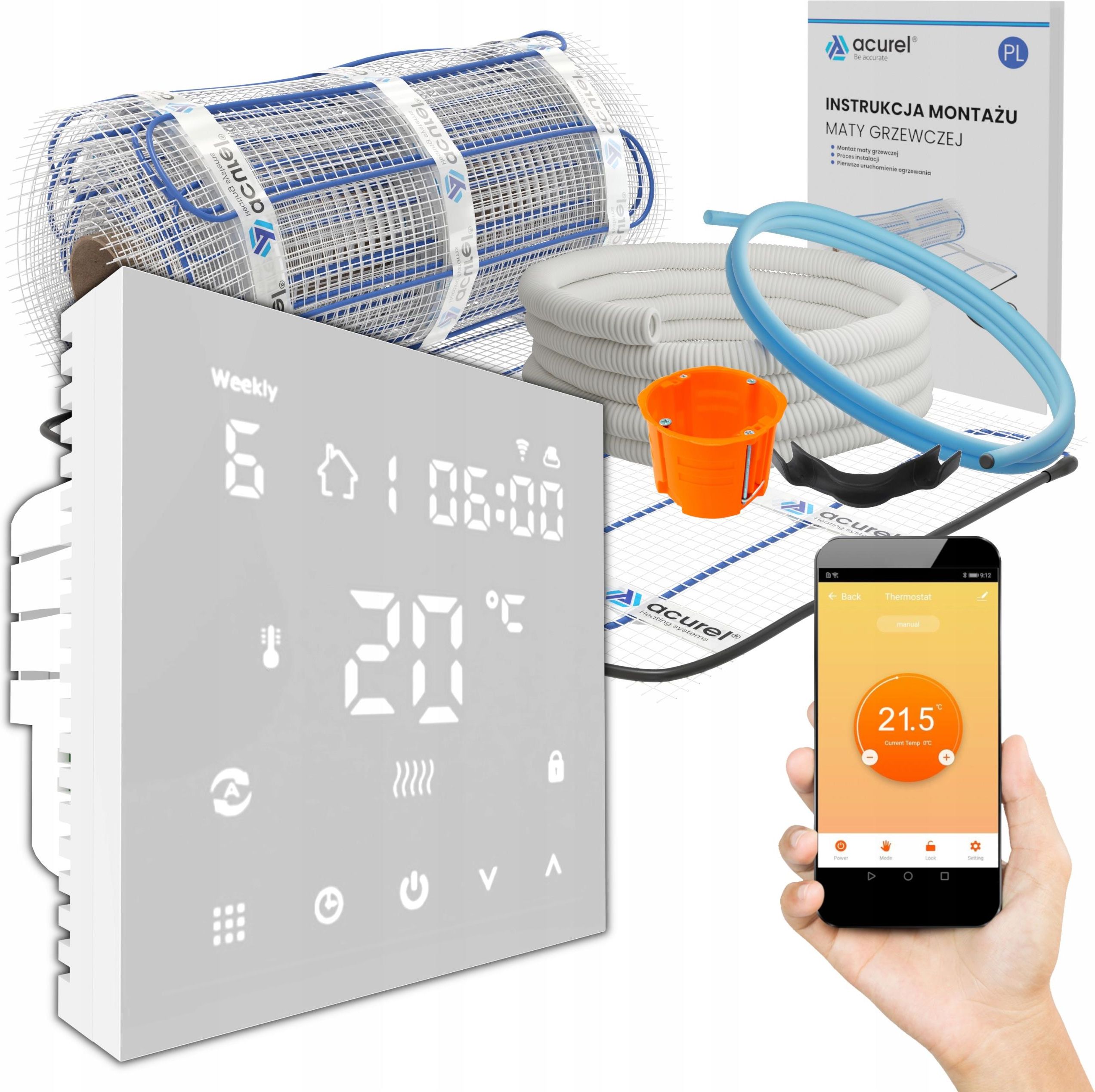 Ogrzewanie podłogowe Acurel Sterownik Termostat Wifi 16A Mata Grzewcza 4,5M2 AD122Z10 - Opinie i ...