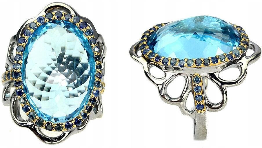 Pierścionek szafiry Swiss Blue Topaz 23.59ct r 19 - Ceny i opinie ...