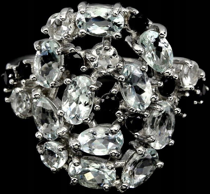 Pierścionek srebrny akwamaryny 925 r16.5 spinele - Ceny i opinie - Ceneo.pl