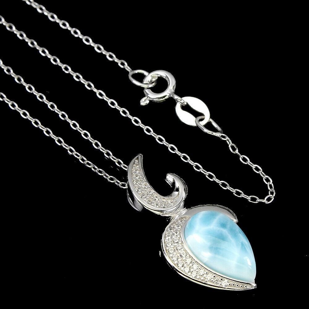 Srebrny naszyjnik cyrkonie larimar naturalne 14 - Ceny i opinie - Ceneo.pl