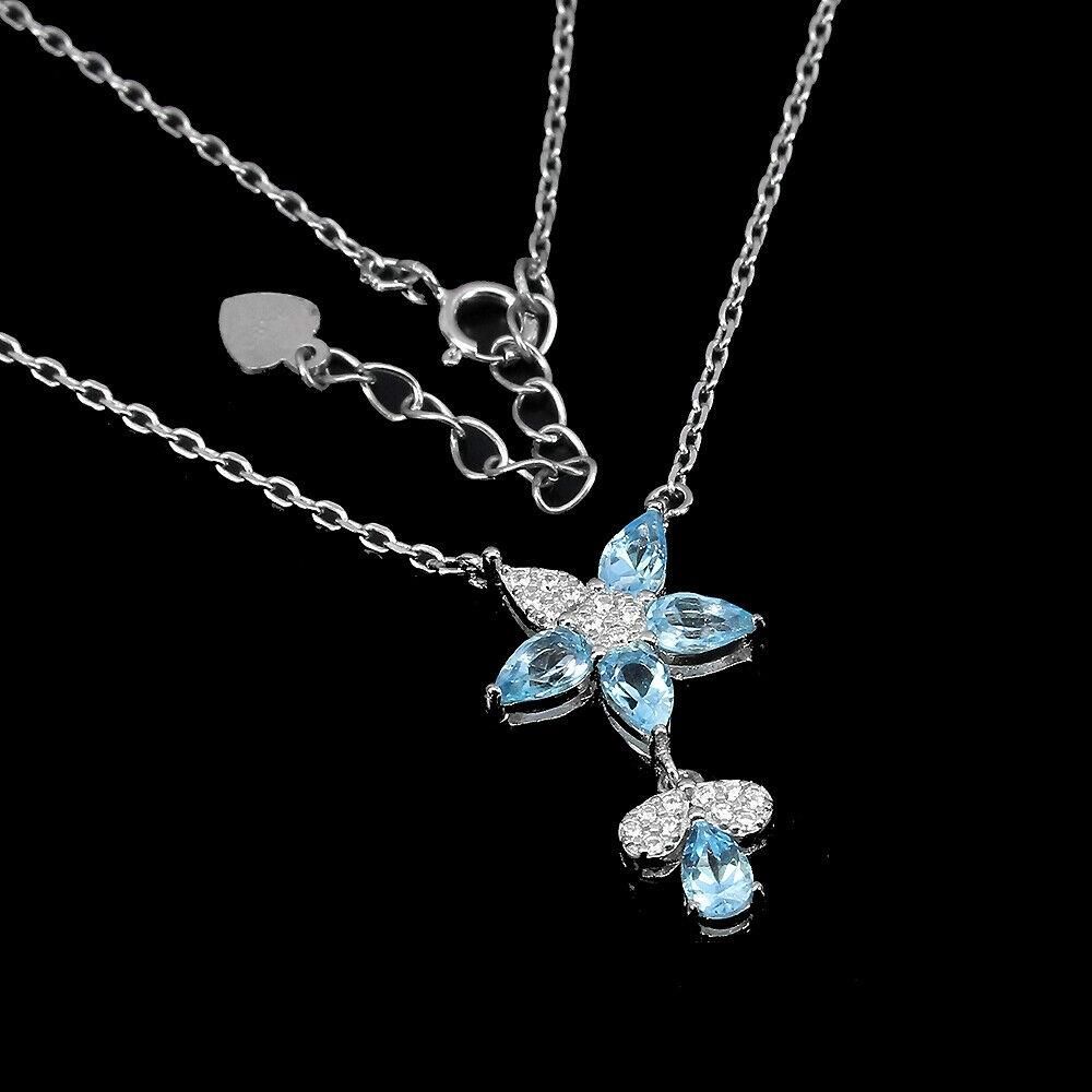 Delikatny naszyjnik sky blue topazy natural kwiat - Ceny i opinie - Ceneo.pl
