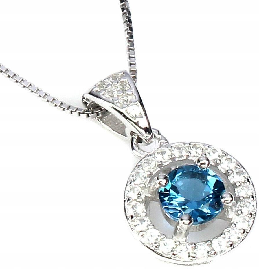 Naszyjnik srebrny London Blue topaz białe topazy - Ceny i opinie - Ceneo.pl