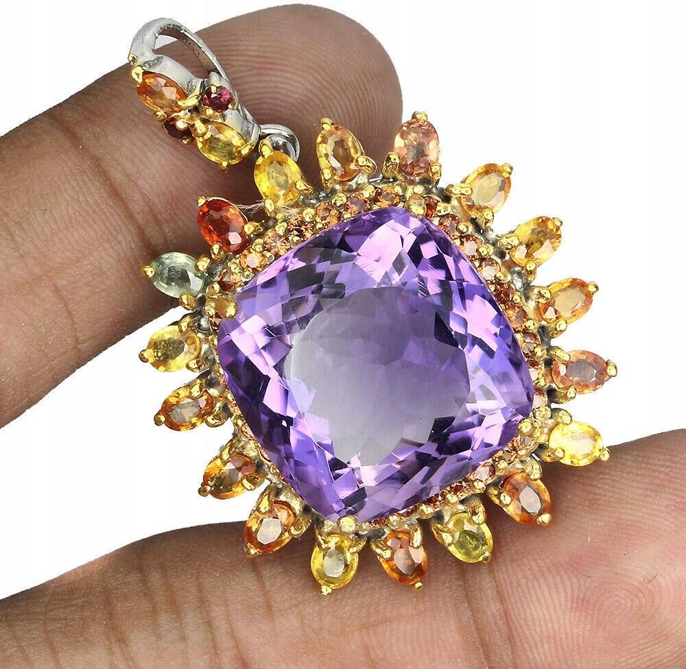 Wisiorek 925 naturalny 31ct ametyst szafiry granat - Ceny i opinie ...