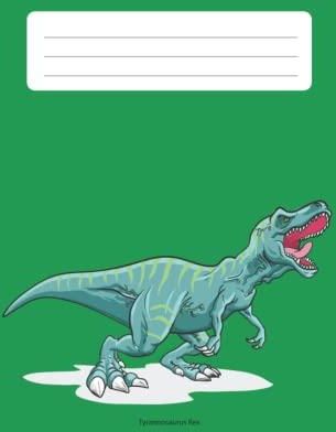 Schulheft DIN A4 Lineatur 23 Tyrannosaurus Rex / T-Rex Dinosaurier grün ...