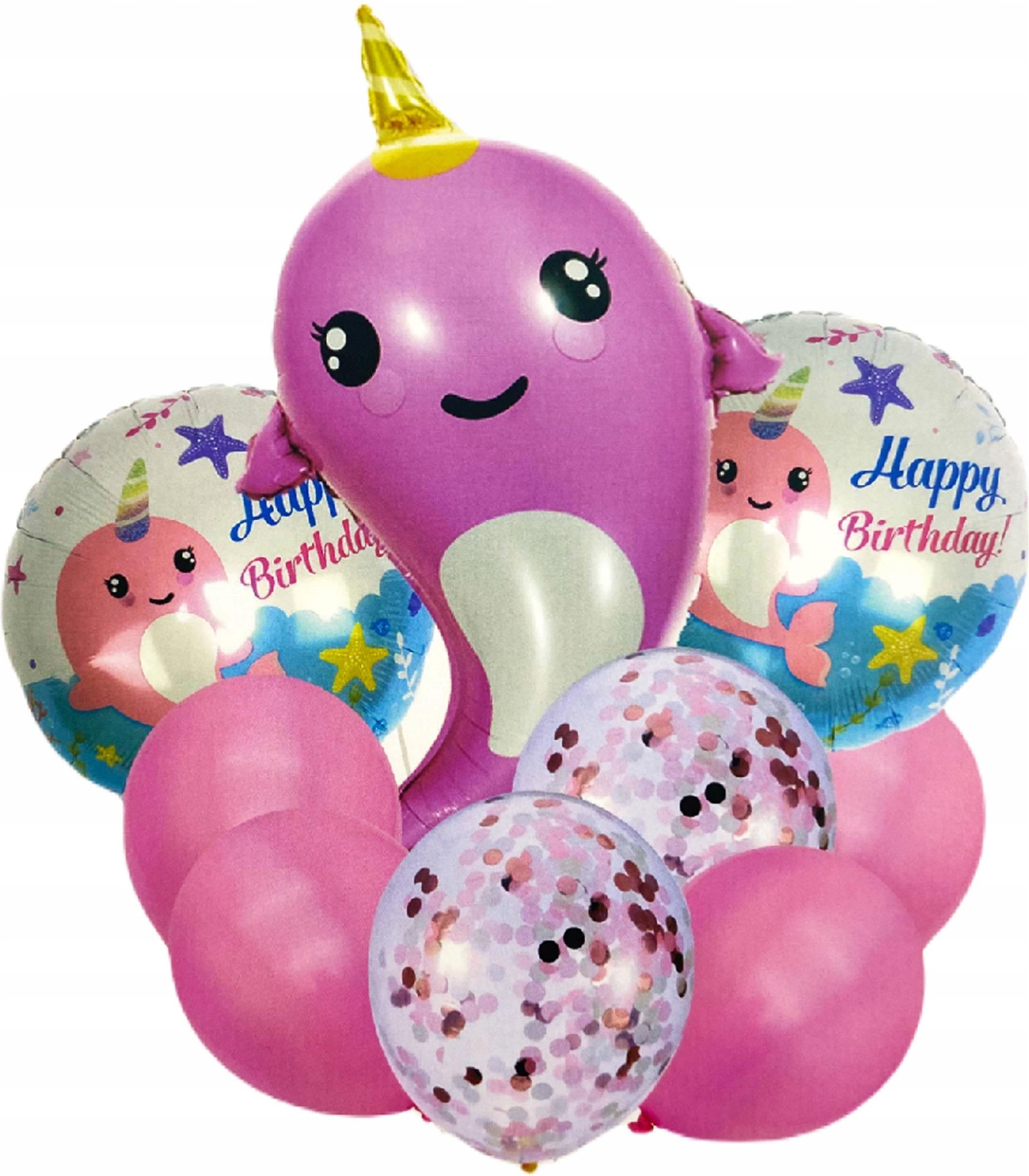 Galaxy Zestaw Balony Urodzinowe Rekin Konfetti Różowe 9El 12908320488 ...