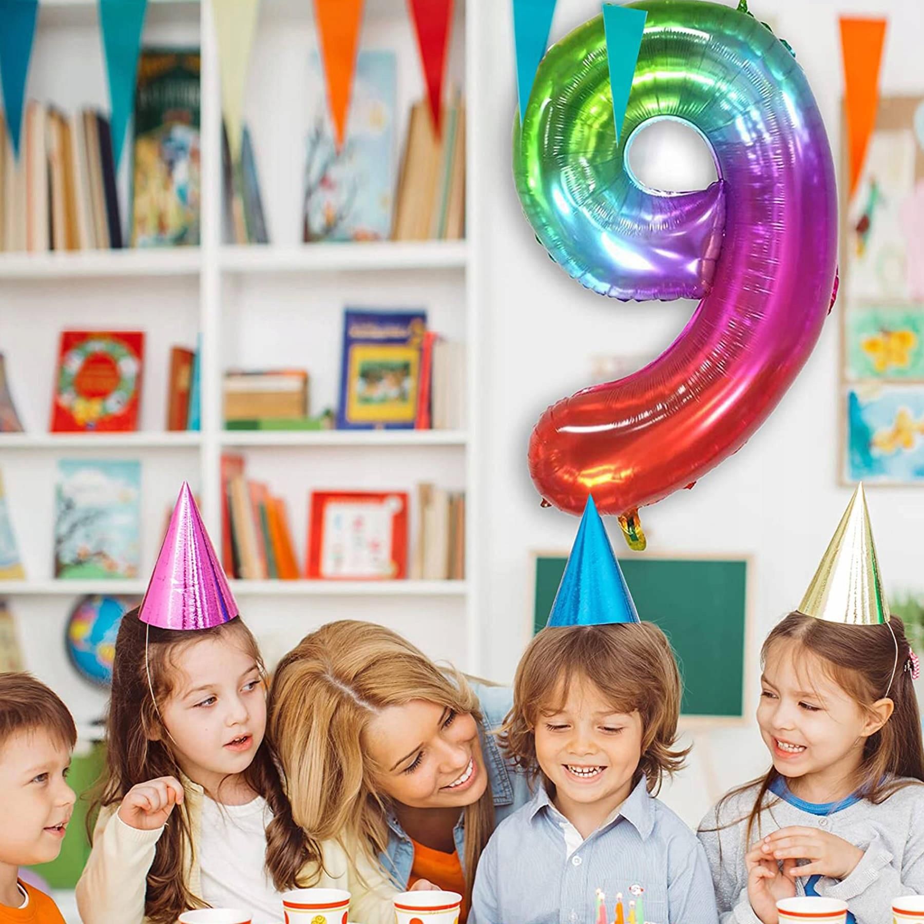 Balon Cyfra 9 Kolorowy Tęczowy Na Urodziny 100Cm 12706432986 - Ceny i ...