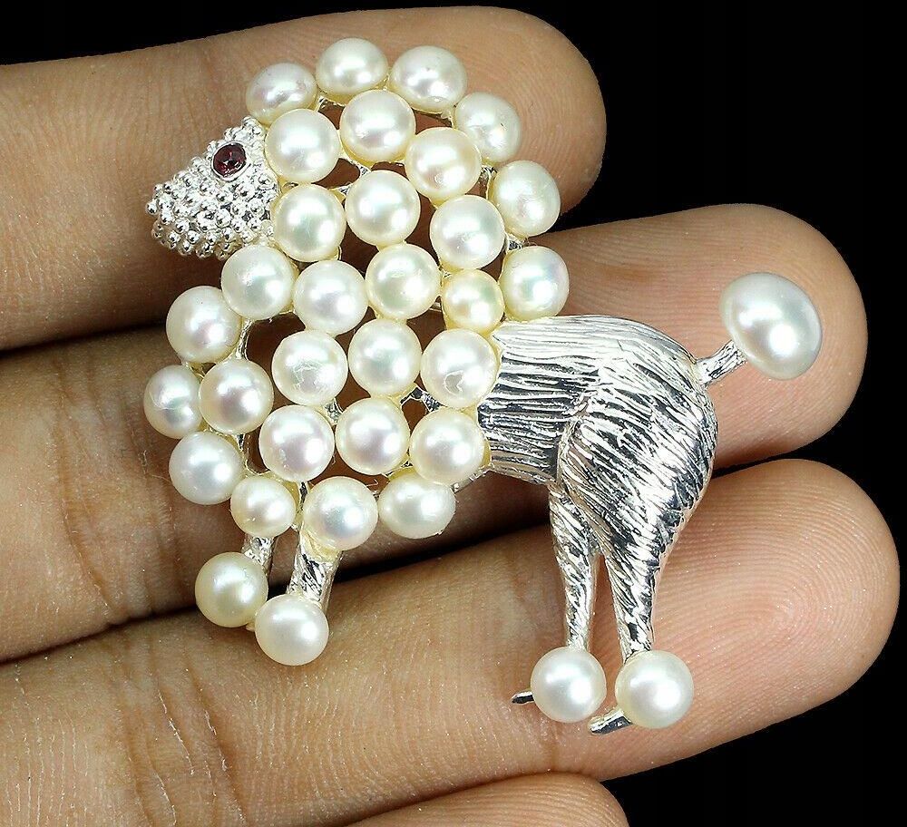 Broszka srebro naturalne perły granat pudel 925 - Ceny i opinie - Ceneo.pl