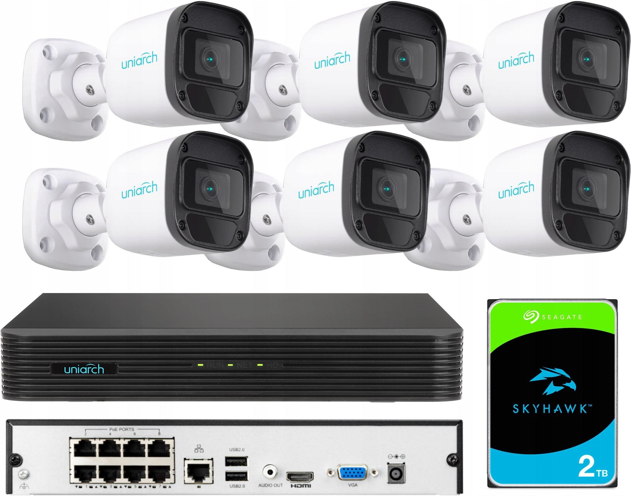 Zestaw do monitoringu Zestaw Monitoringu Zewnętrzny 6 Kamer Ip 4Mpx Poe ...