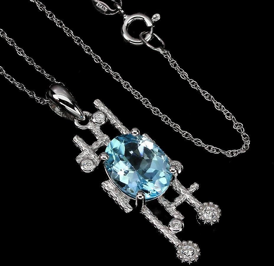 Srebrny naszyjnik Sky Blue topaz 925 naturalny 2 - Ceny i opinie - Ceneo.pl