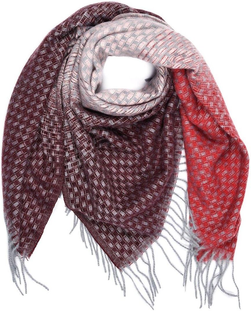 Bordowy Duży Szalik Damski bawełniany ciepły chusta na szyję REC-82 ...