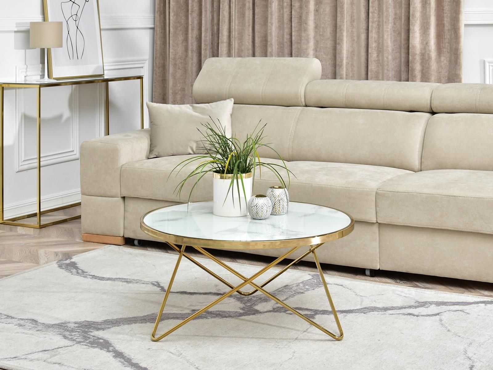 Mebel-Partner Ława W Stylu Glamour Amin Xl Biały Marmur Złoty - Opinie ...