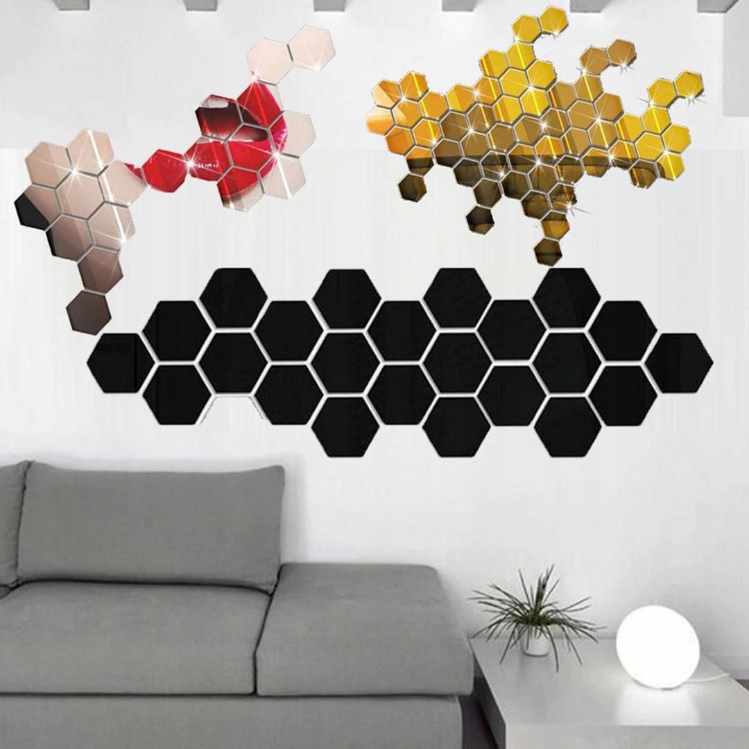 Lustro Dekoracja Hexagon Plaster Miodu Srebrny - Opinie i atrakcyjne ...