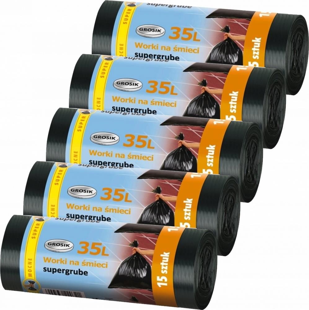 Grosik Worki Na Śmieci Supergrube Mocne Ld 35L X5 - Opinie i atrakcyjne ...
