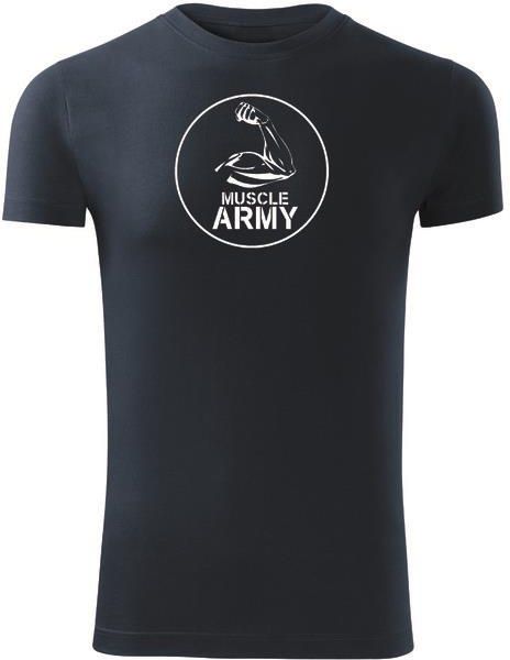 DRAGOWA fitness koszulka muscle army biceps, niebieska, 180g/m2 ...