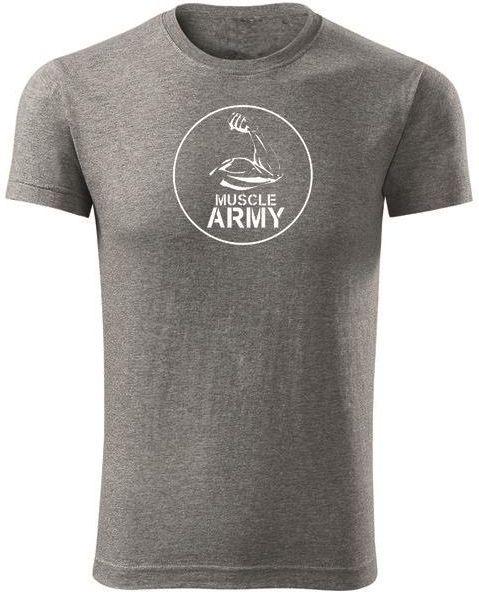 DRAGOWA fitness koszulka muscle army biceps, szara, 180g/m2 - Rozmiar:L ...