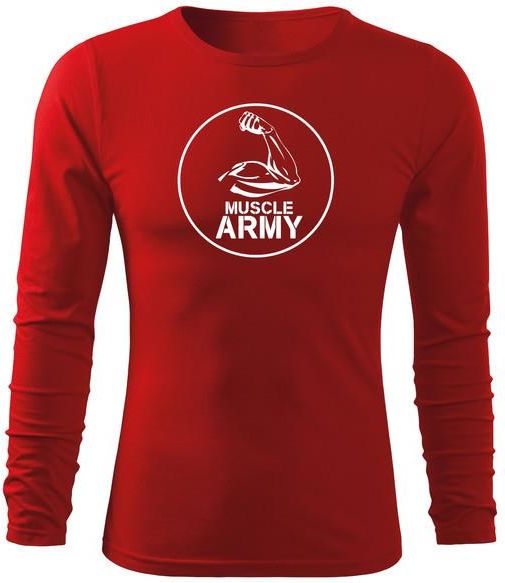 DRAGOWA Fit-T koszulka z długim rękawem muscle army biceps, czerwona ...