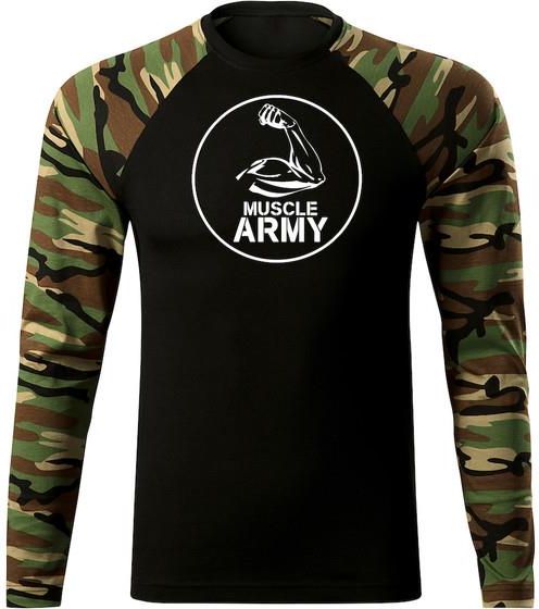 DRAGOWA Fit-T koszulka z długim rękawem muscle army biceps, woodland ...