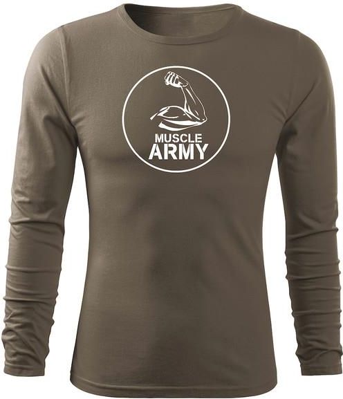 DRAGOWA Fit-T koszulka z długim rękawem muscle army biceps, oliwkowa ...