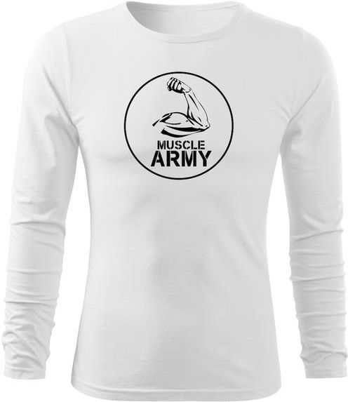 DRAGOWA Fit-T koszulka z długim rękawem muscle army biceps, Biała 160g ...