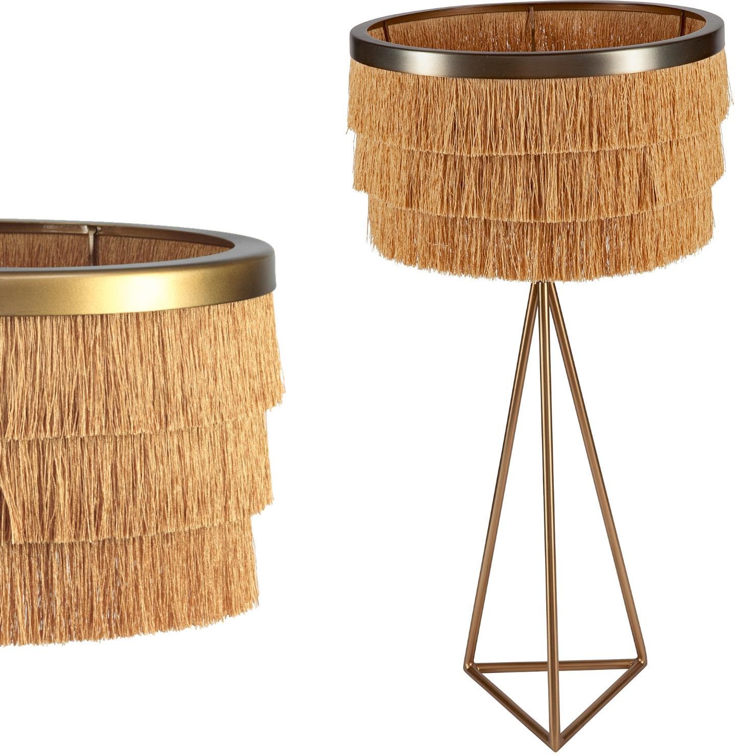 Lampa Lampa stojąca podłogowa biurkowa LIV FRINGE BOHO 63x31 Złota ...