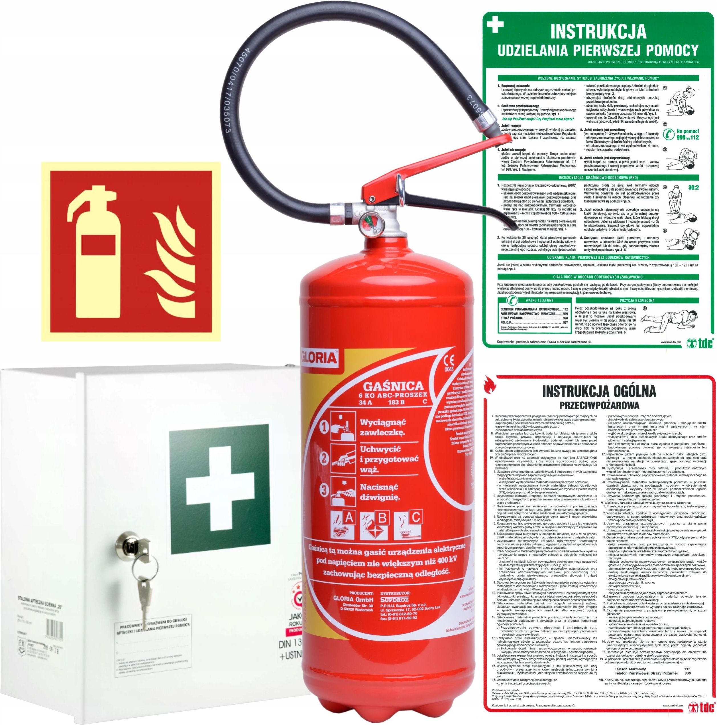 Gloria Gaśnica 6kg Apteczka Na Ściane Tablice Bhp - Ceny i opinie ...