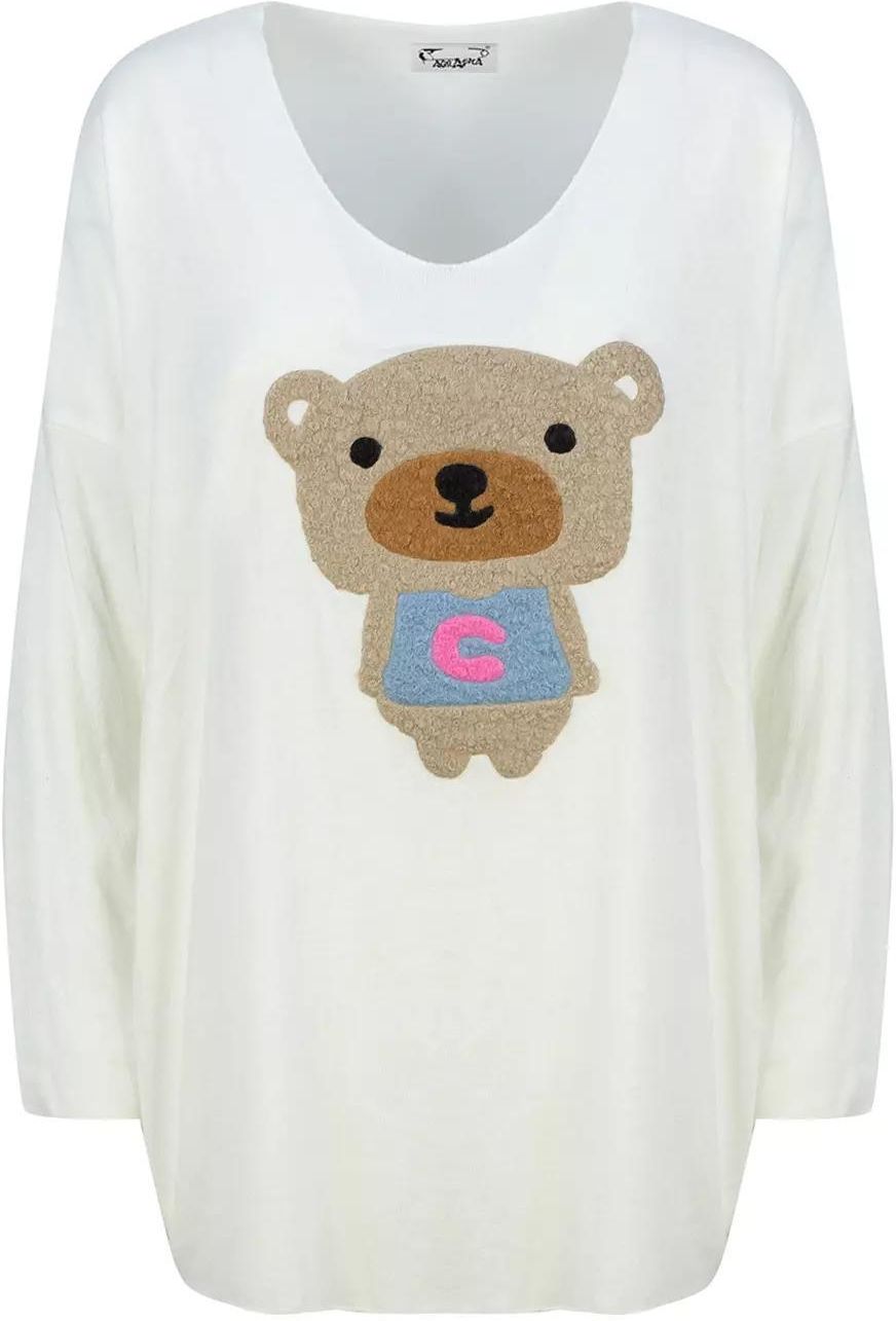 Cienki sweter oversize serek z misiem - Ceny i opinie - Ceneo.pl