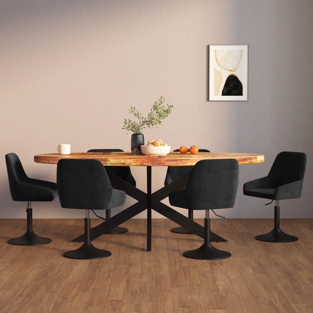 Vidaxl Obrotowe Krzesła Stołowe 6 Szt Czarne Obite Aksamitem 3085169 ...