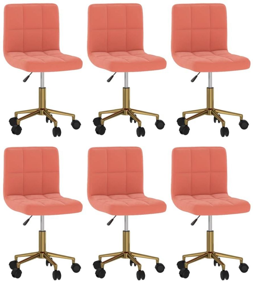 Vidaxl Obrotowe Krzesła Stołowe 6 Szt Różowe Obite Aksamitem 3087809 ...