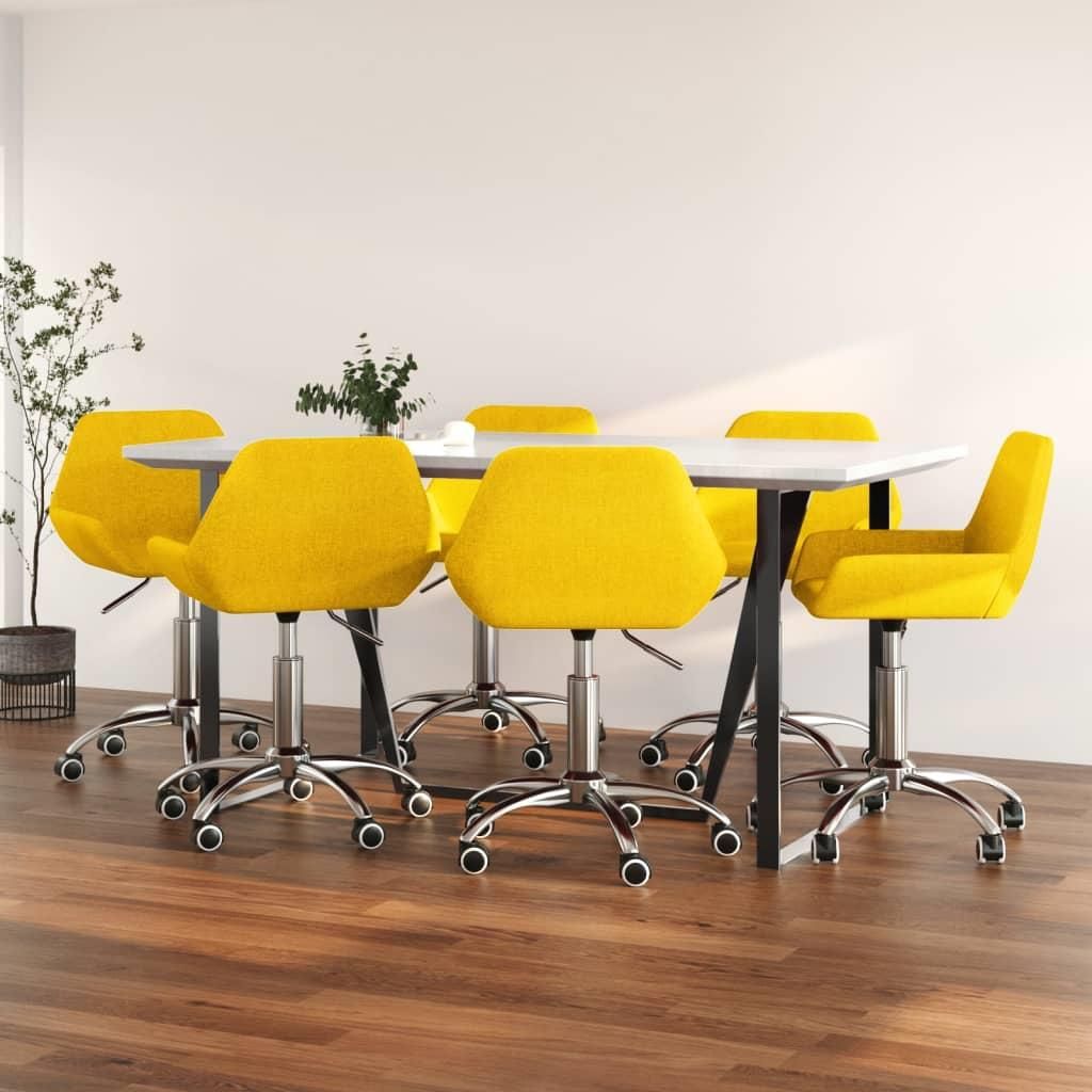 Vidaxl Obrotowe Krzesła Stołowe 6 Szt Musztardowe Obite Tkaniną 3084937 ...