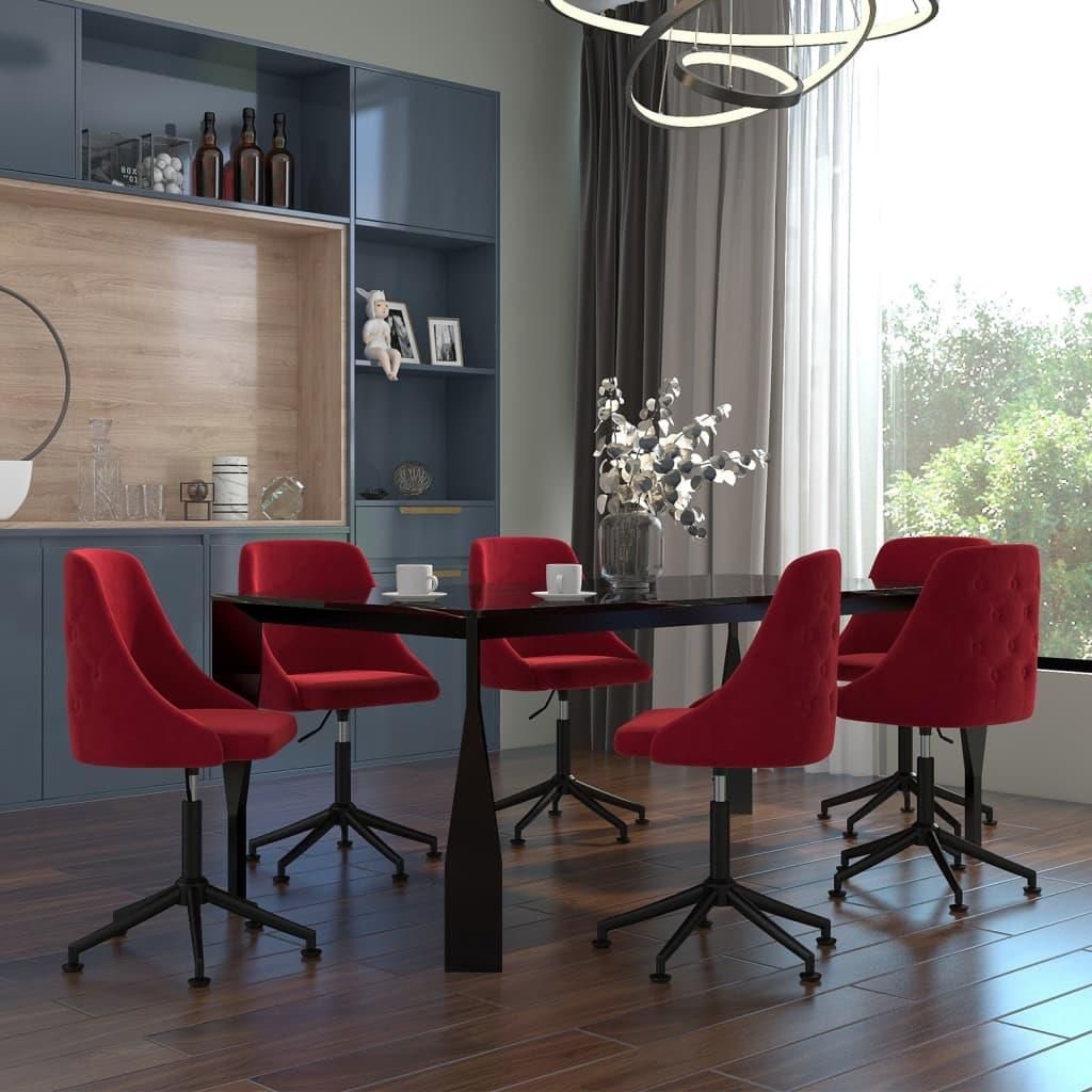 Vidaxl Krzesła Stołowe 6 Szt Winna Czerwień Obite Aksamitem 3085269 ...